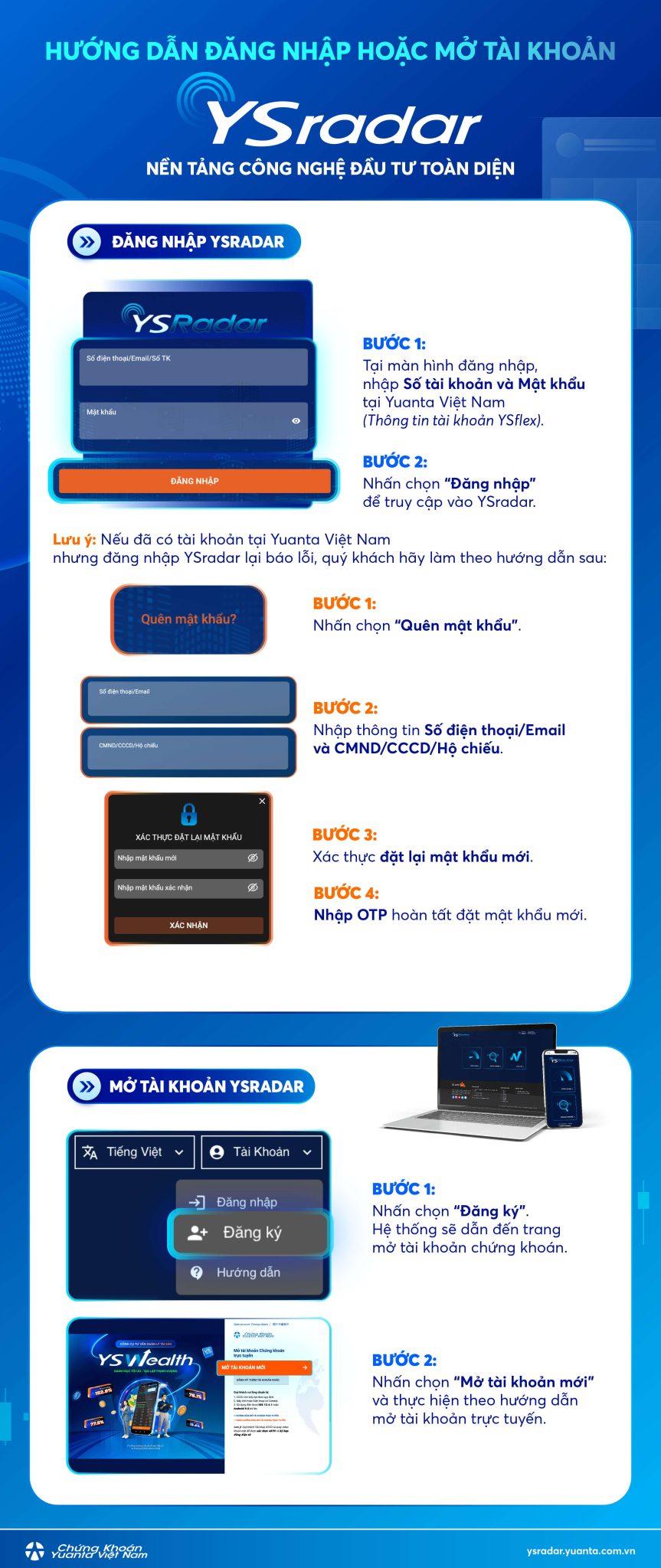 Hướng dẫn đăng nhập hoặc mở tài khoản YSradar | Hướng dẫn sử dụng ...